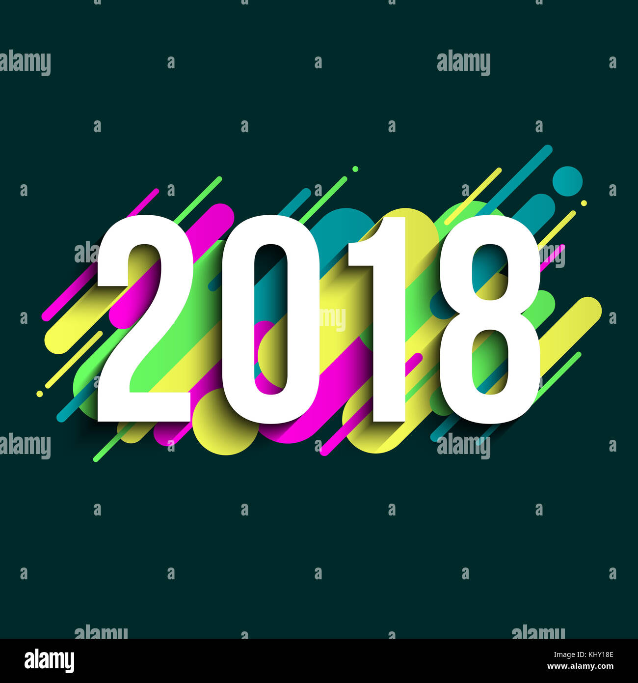 2018 sign with colorful space elements Stock Photo - Alamy