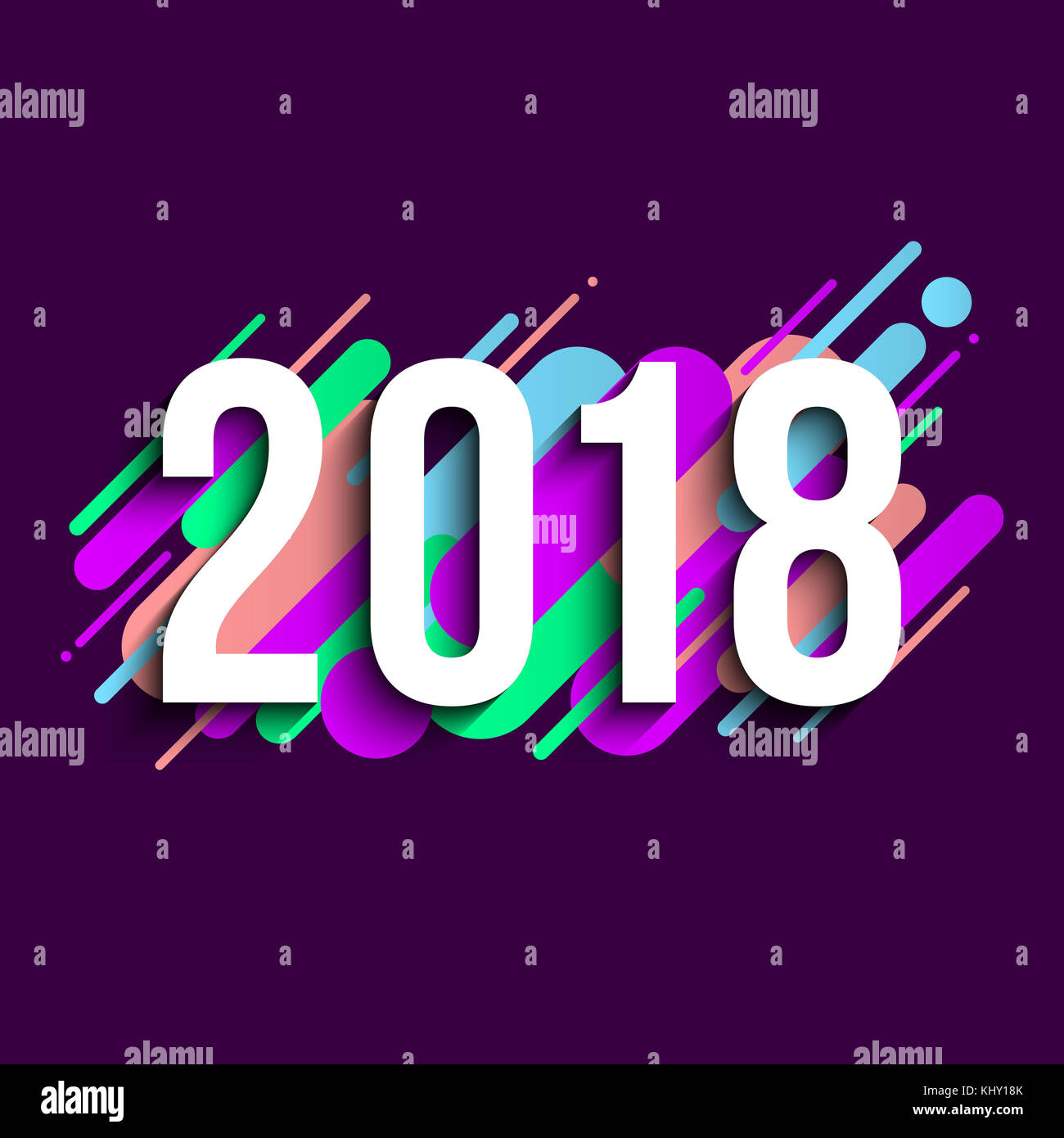 2018 sign with colorful space elements Stock Photo - Alamy