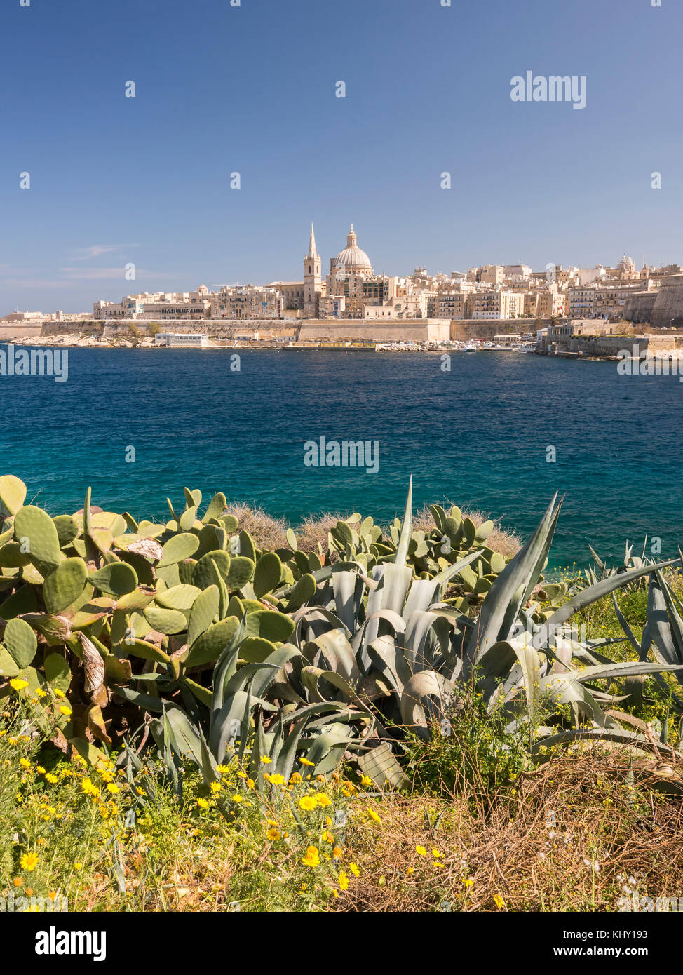 view of the maltese capital of valletta as viewed from manouelle island ...