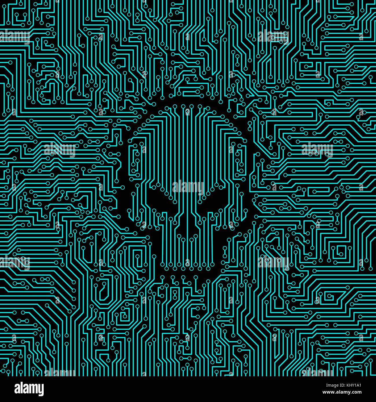 Circuit Board Skull Vector Illustration Of Abstract Computer Circuit Board Pattern With Skull