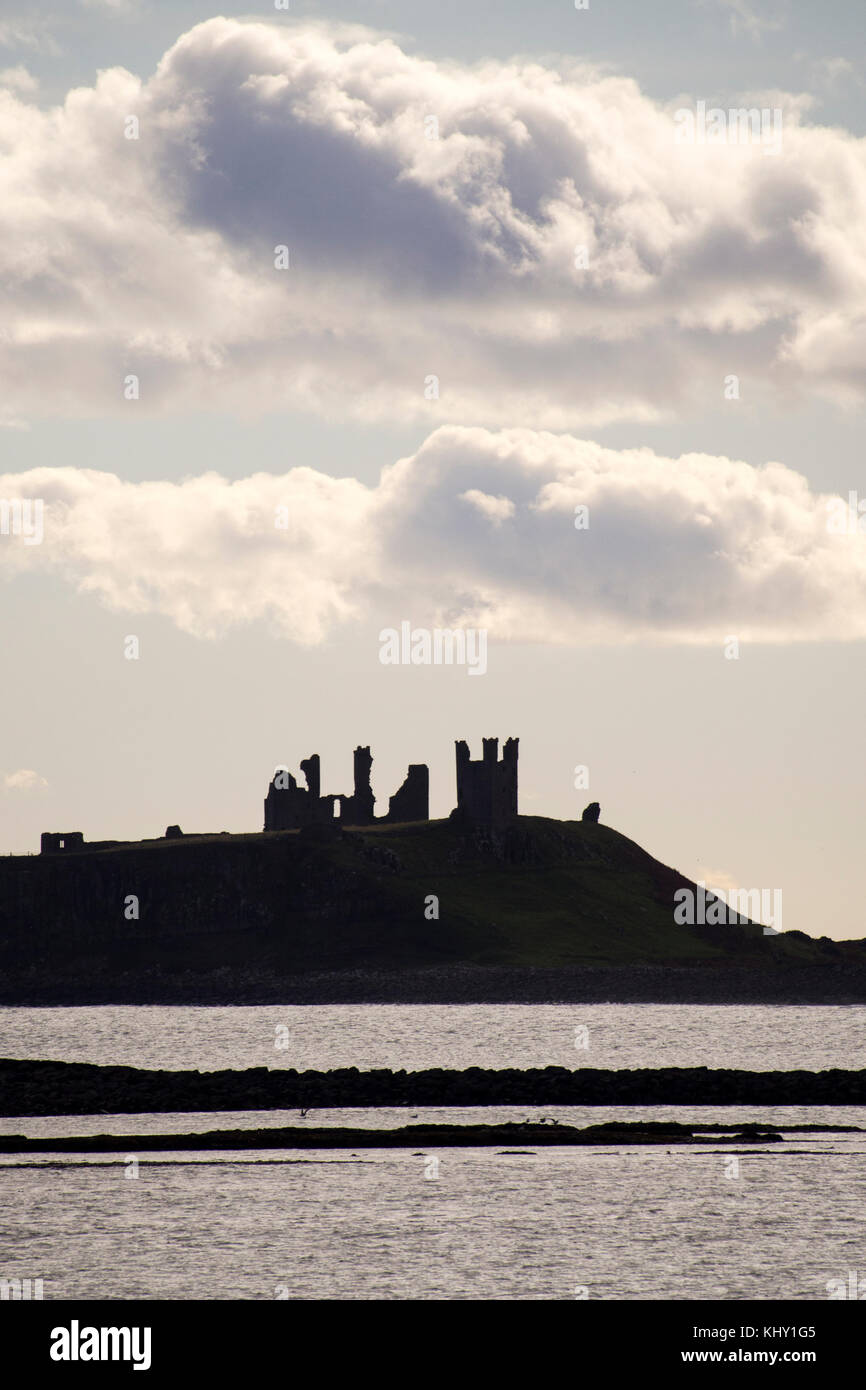 Dunstanburgh Castle from Beadnell Beach, Northumberland, UK Stock Photo ...