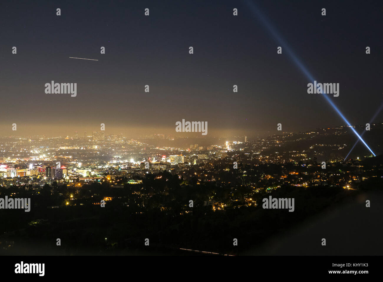 Hollywood view at night from Observatory, L.A Stock Photo - Alamy