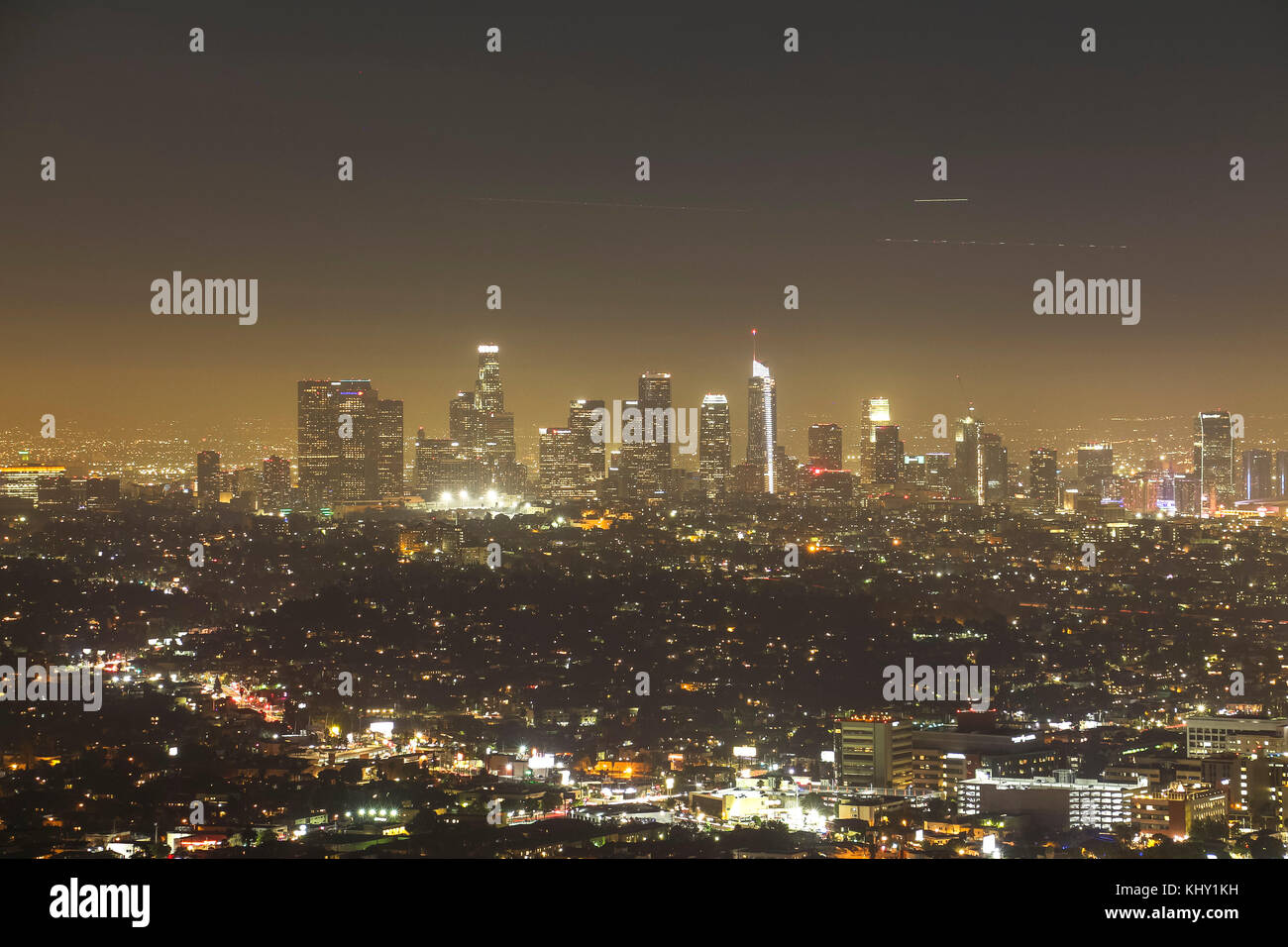 View on downtown Los Angeles at night Stock Photo - Alamy