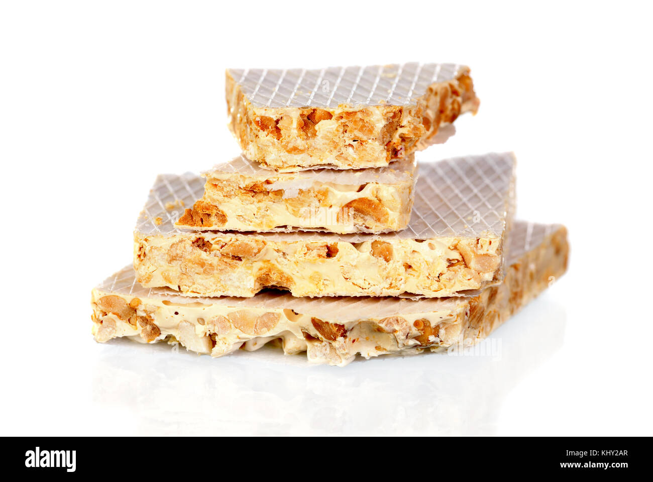 Delicious nougat typical sweet Christmas isolated on a white background ...