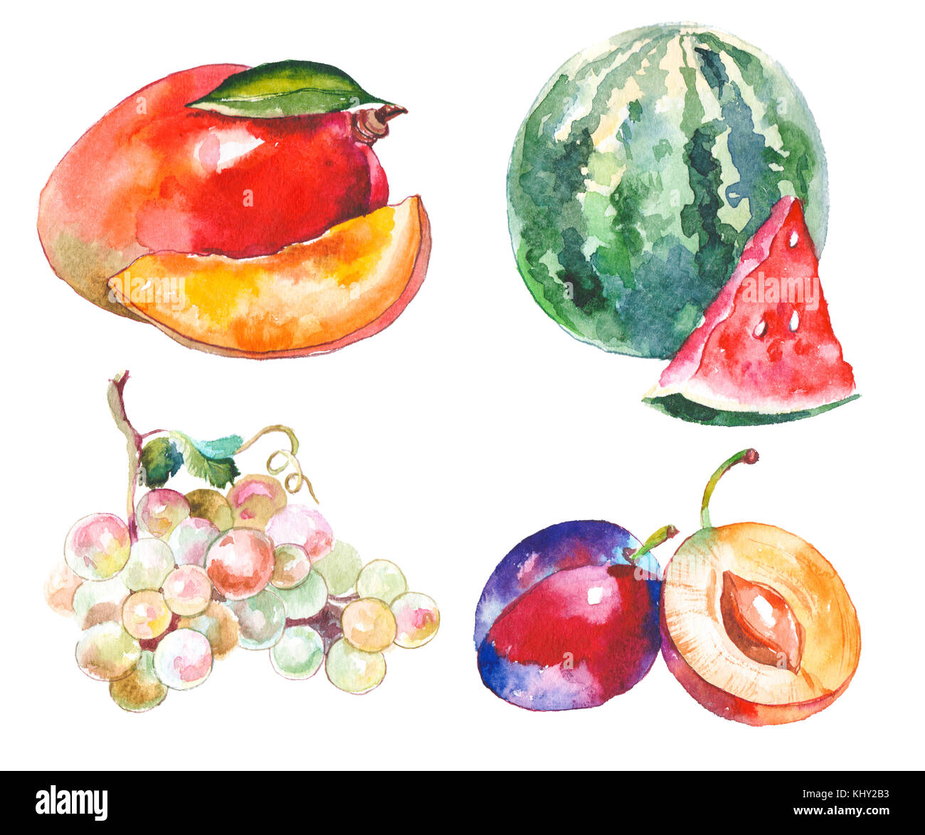 Hand drawn slice watermelon Cut Out Stock Images & Pictures - Alamy