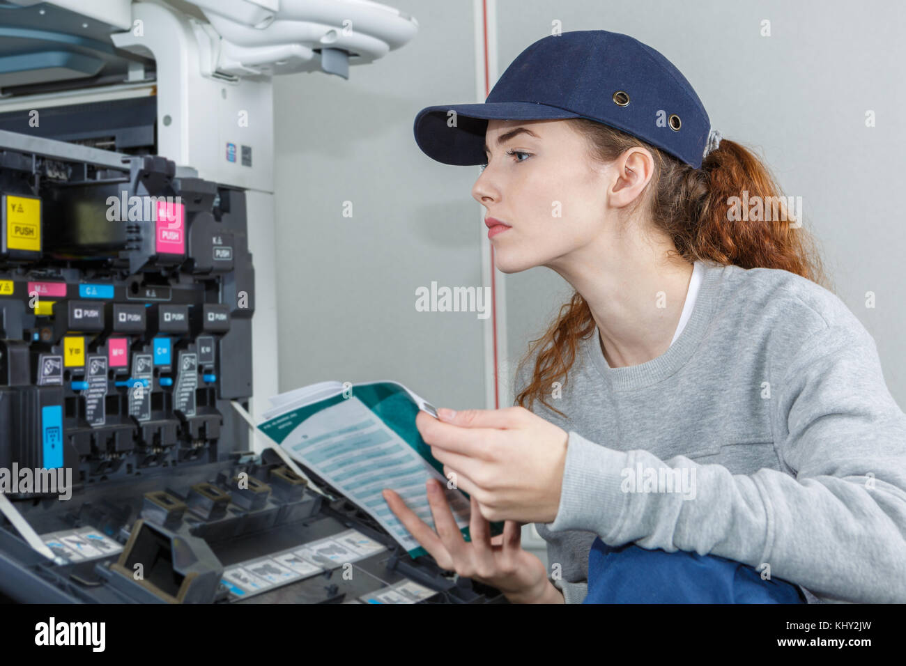 female printer technician Stock Photo - Alamy