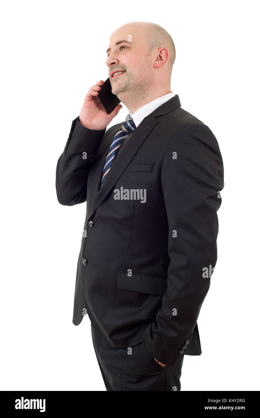 happy business man on the phone, isolated Stock Photo - Alamy