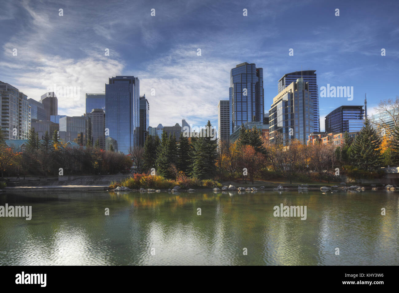 The Calgary, Canada skyline with autumn foliage Stock Photo - Alamy