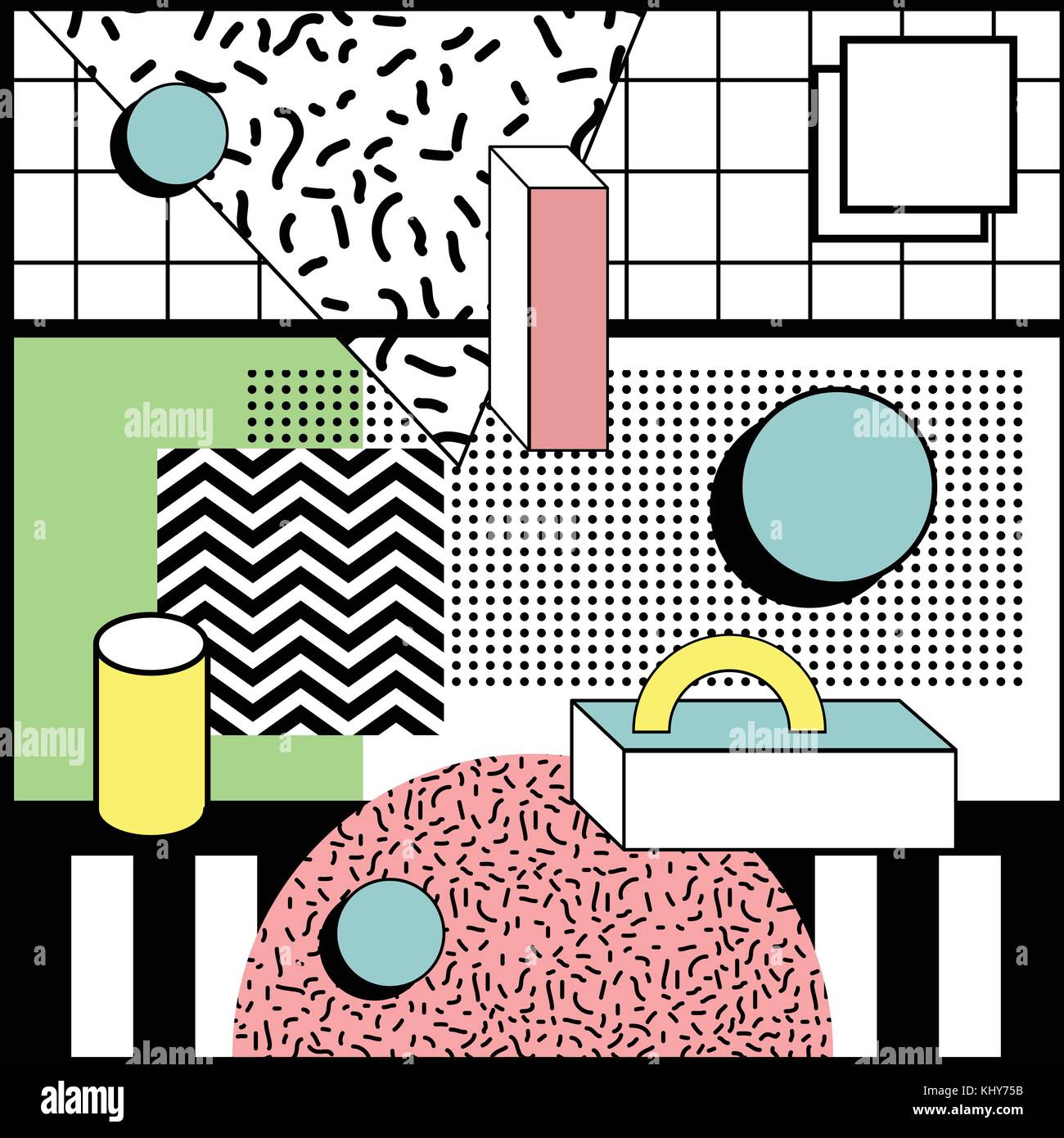 1980s vector geometric shapes hi-res stock photography and images - Alamy