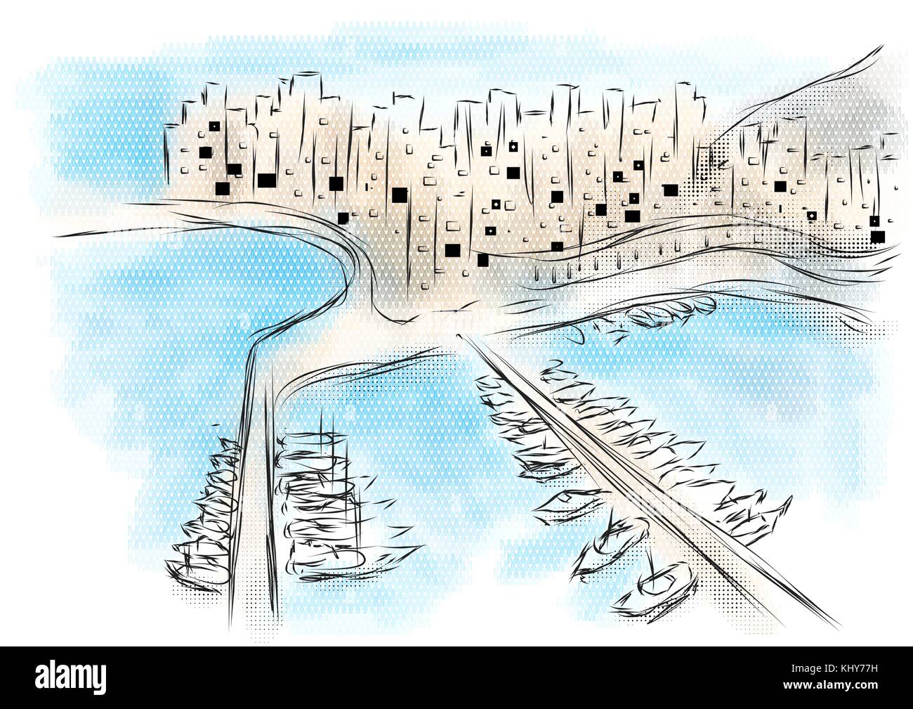 Monaco. abstract illustration of city on multicolor background Stock ...