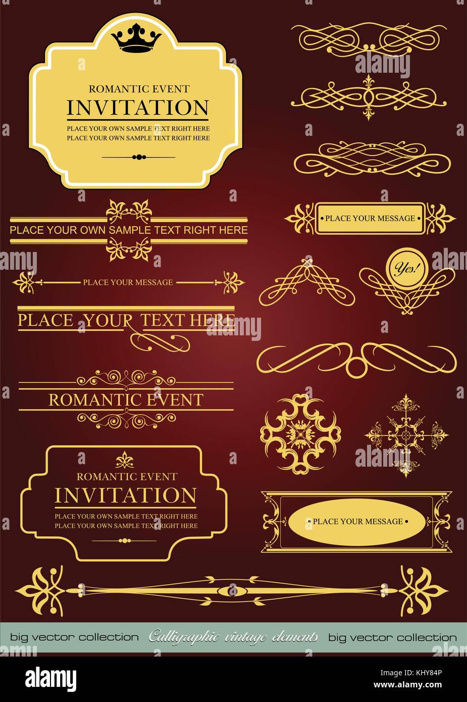 Big collection of calligraphic design elements and page decoration ...