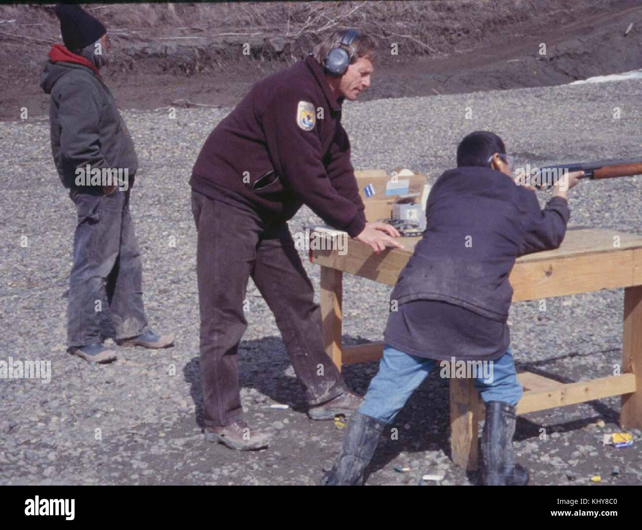 Educating hunters gun practice Stock Photo - Alamy