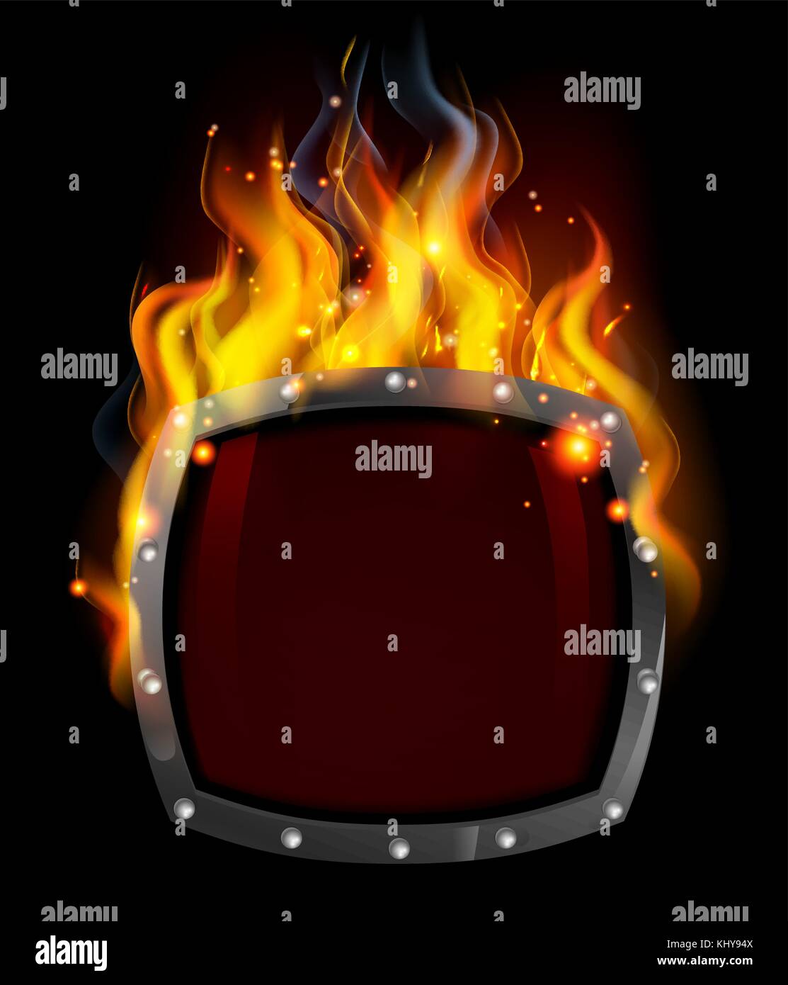 Shield on Fire Stock Vector Image & Art - Alamy