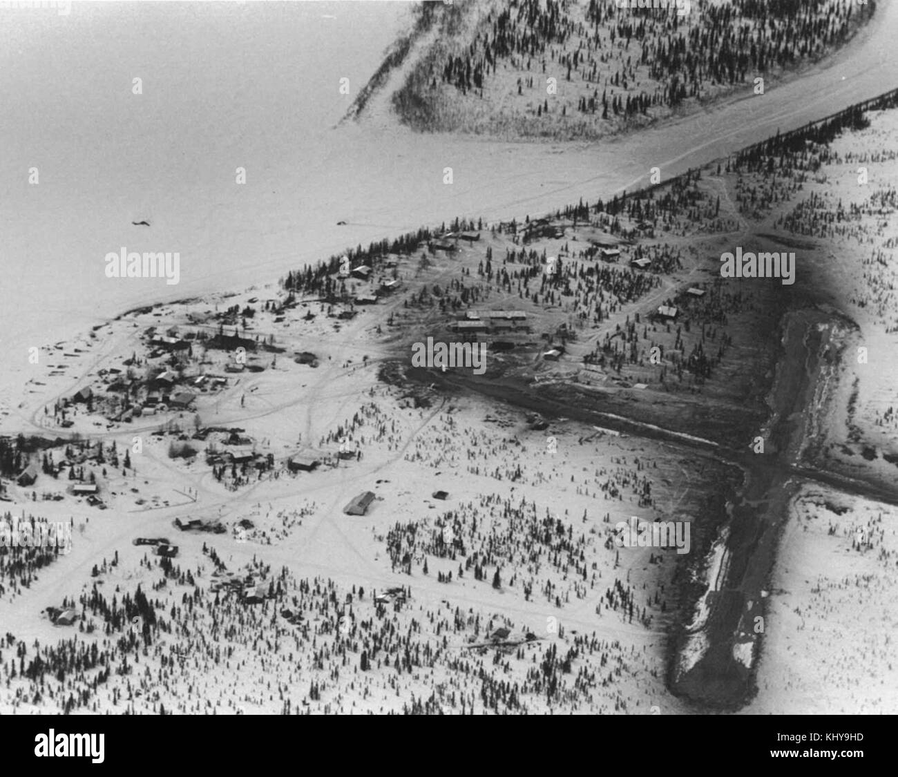 Aerial winter view of the village of ambler Alaska Stock Photo - Alamy