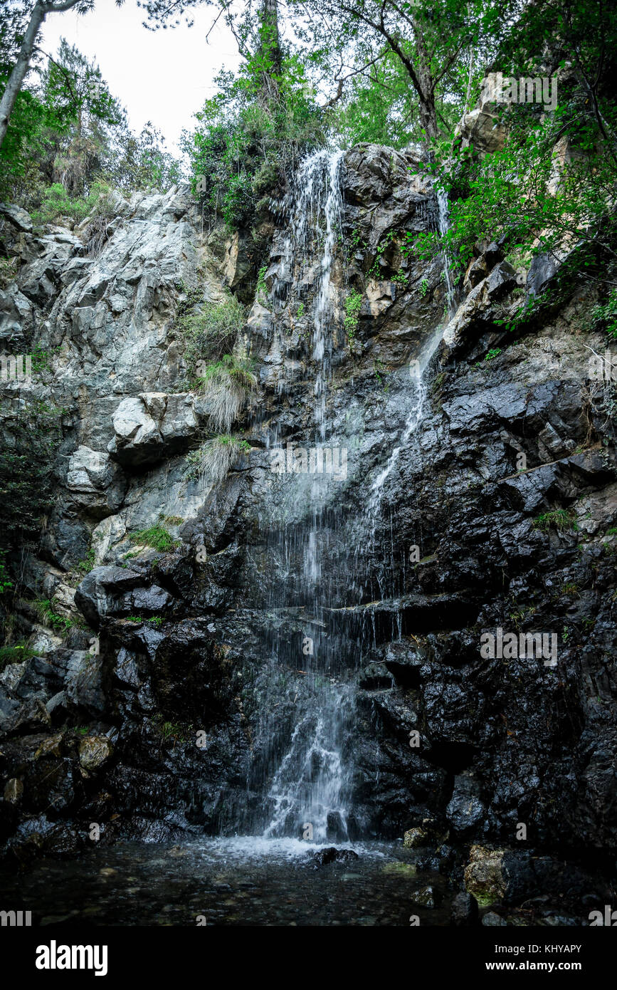 A view of Caledonia waterfall in the forests of Platres, central Cyprus ...