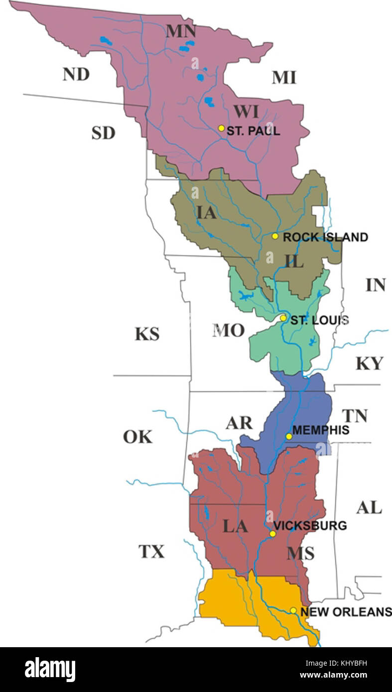 Mississippi Valley Division US Army Corps of Engineers Districts Map ...