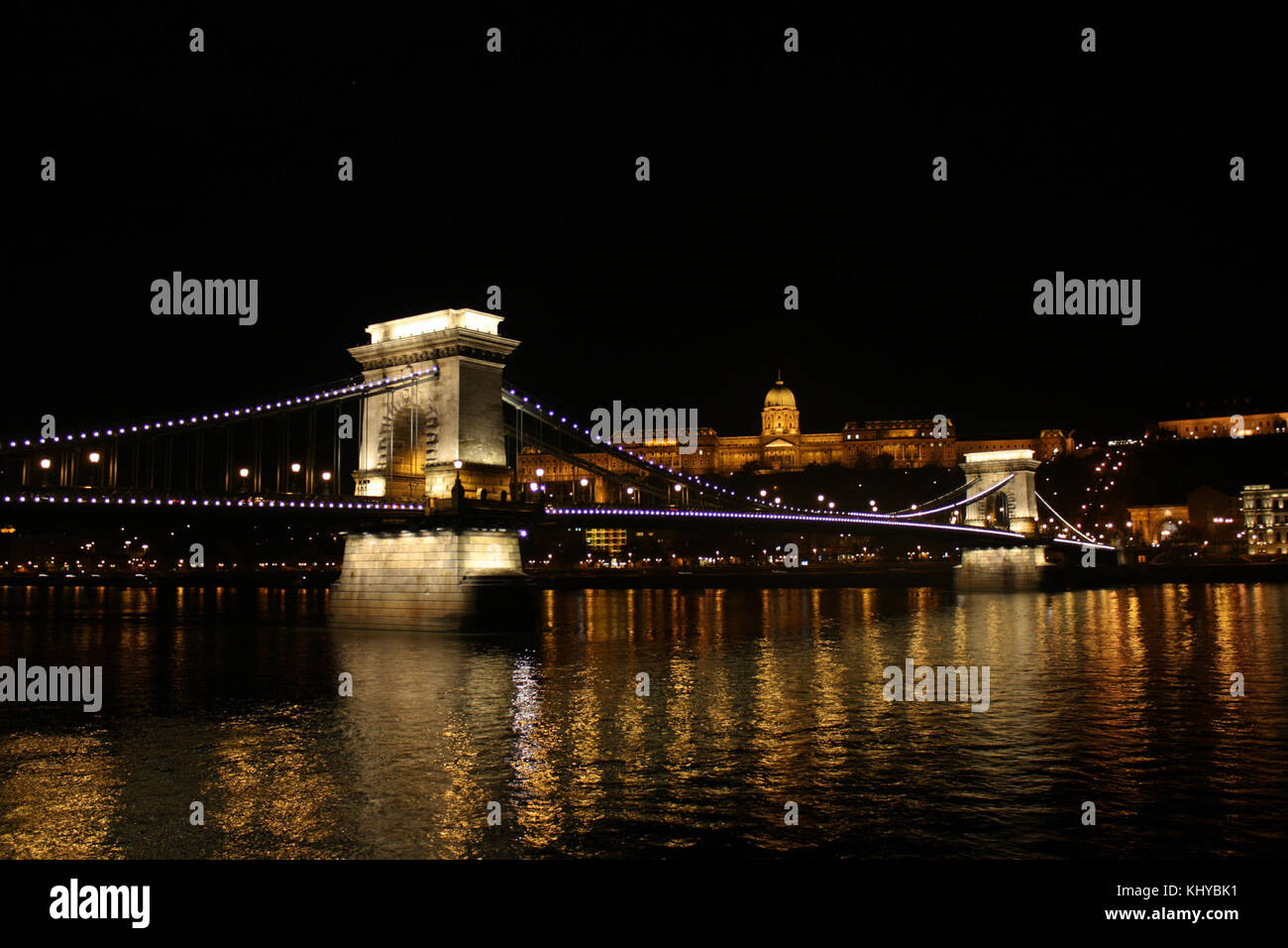 Budapest Chain Bridge at night Stock Photo - Alamy