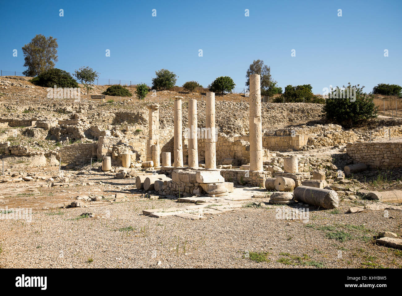 A series of columns in Amathus ancient city archaeological site in ...