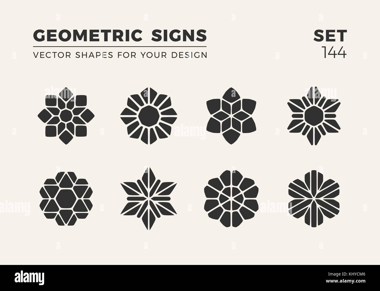 Set of eight minimalistic trendy shapes. Stylish vector logo emblems ...