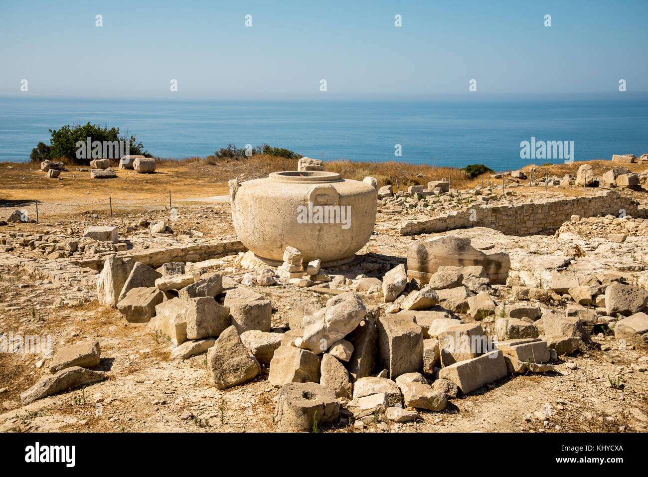 A large stone vase in ancient Acropolis site in Limassol, Cyprus Stock ...
