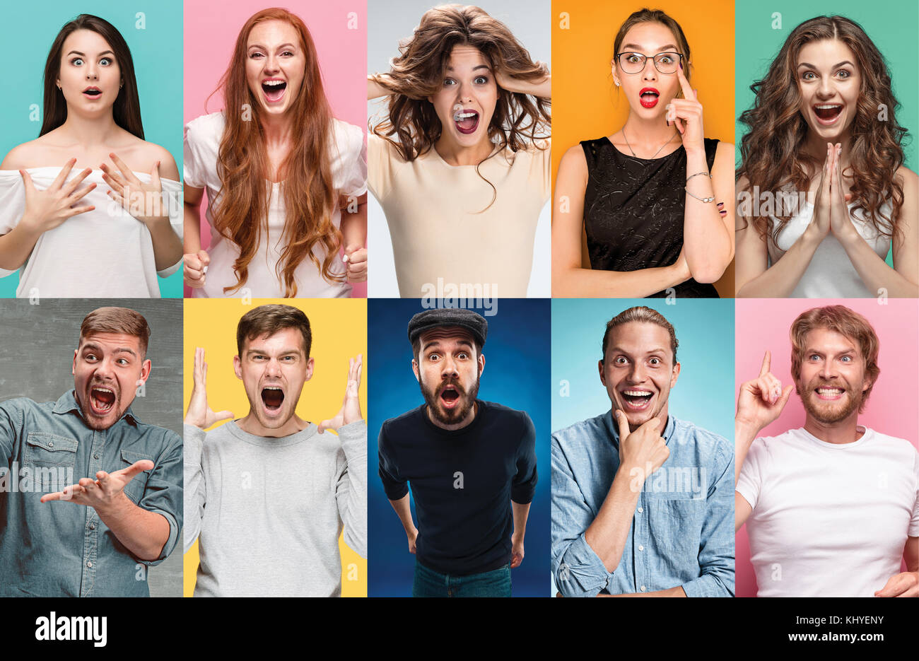 The collage of surprised people Stock Photo - Alamy