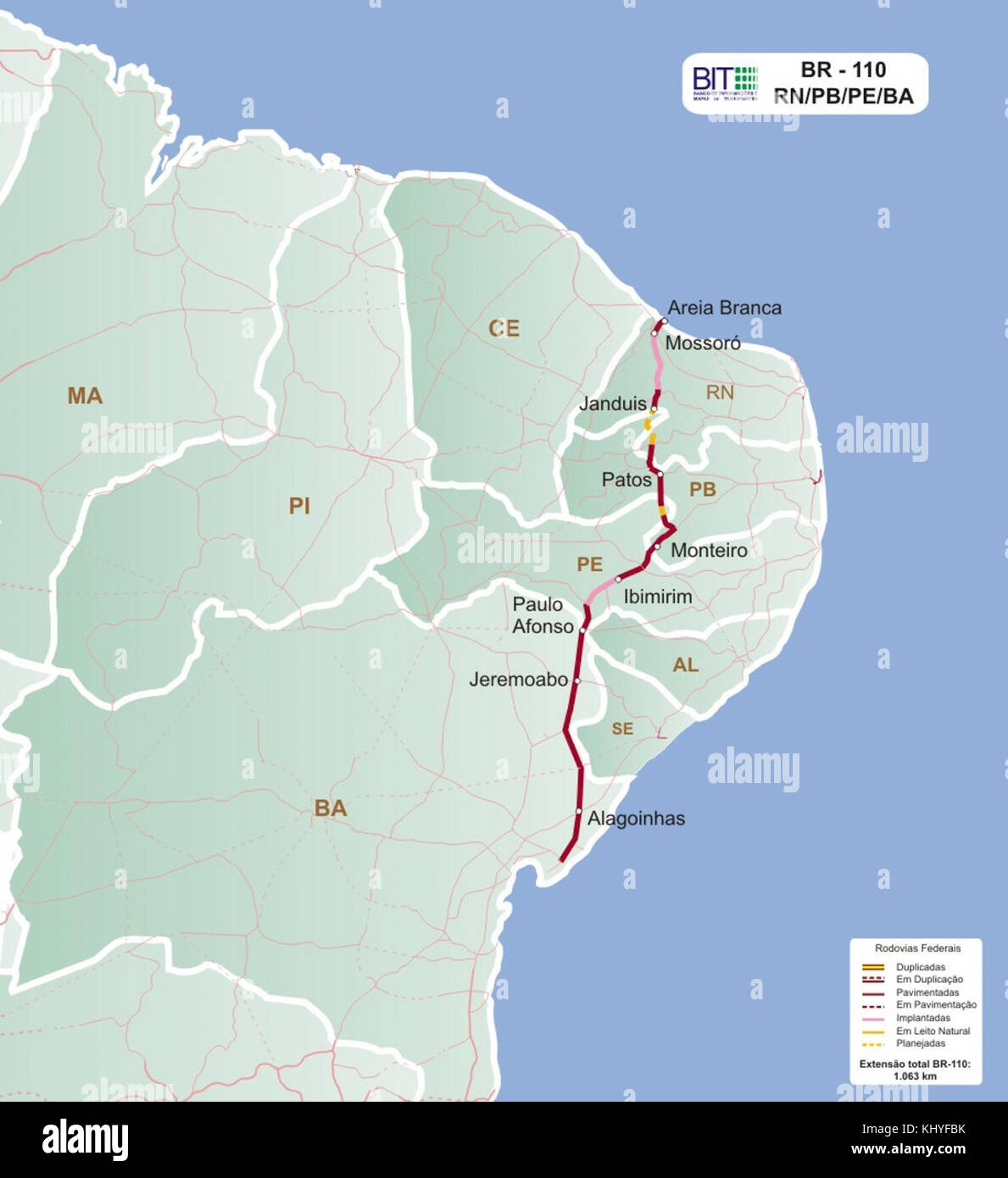 The Br-110 map presents detailed geographical data, likely depicting a ...