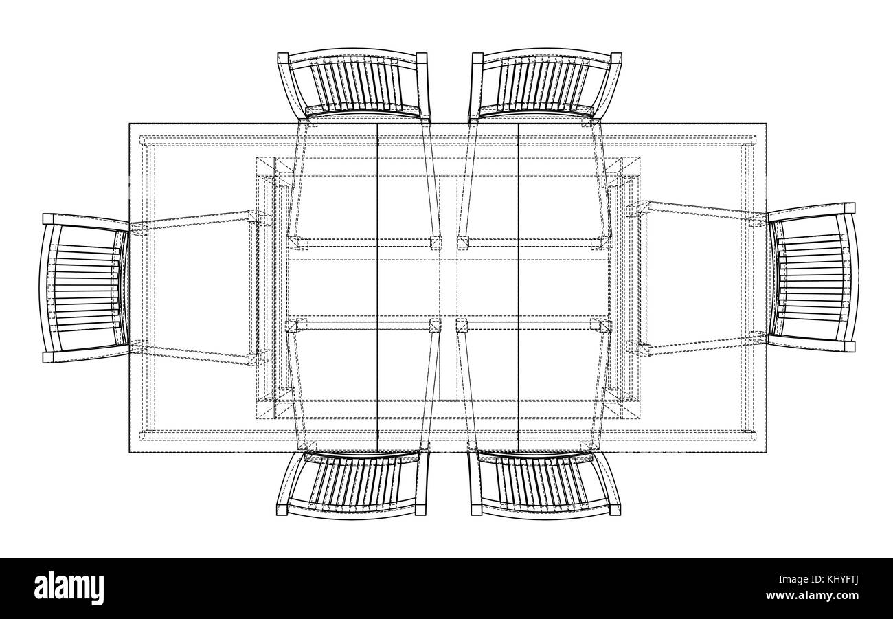 Dinner table with chairs. Vector rendering of 3d Stock Vector Image ...
