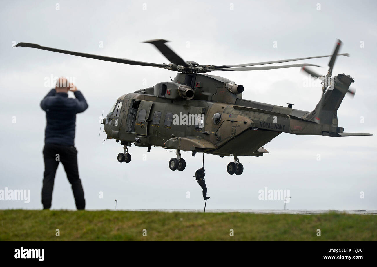 Military training exercise at the former Portland Navy Base, Dorset, UK ...