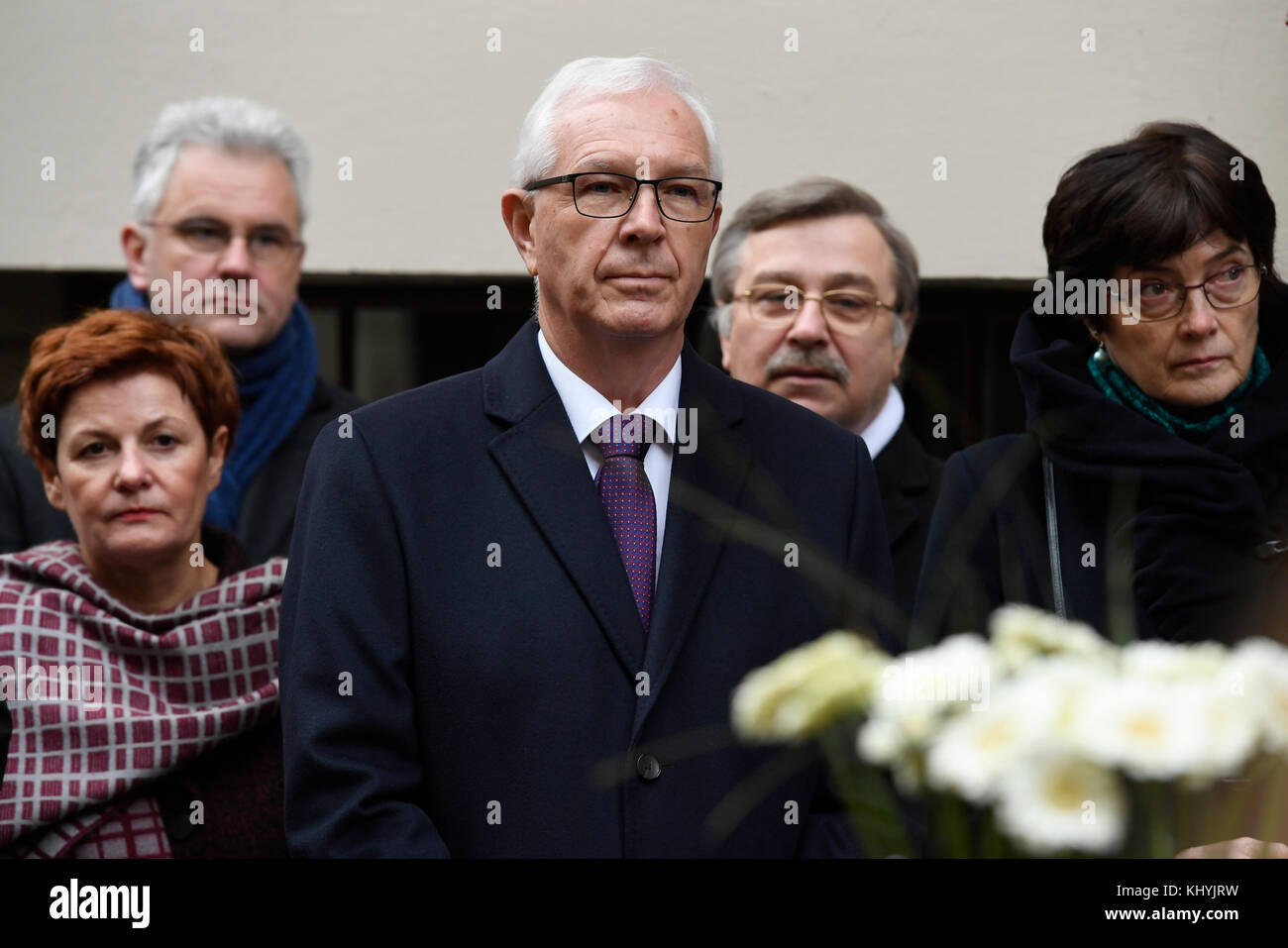 The presidential candidate Jiri Drahos (center) attends the ...