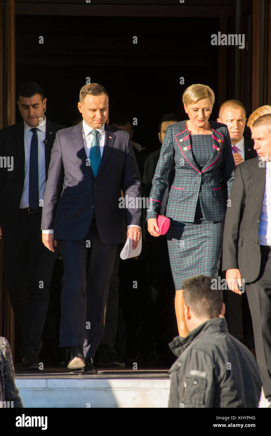 Polish President Andrzej Duda and his wife First Lady Agata Kornhauser ...