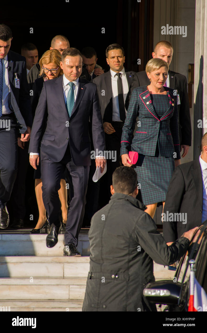 Polish President Andrzej Duda and his wife First Lady Agata Kornhauser ...
