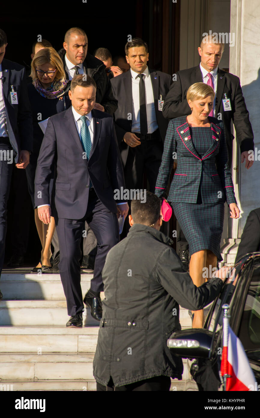 Polish President Andrzej Duda and his wife First Lady Agata Kornhauser ...