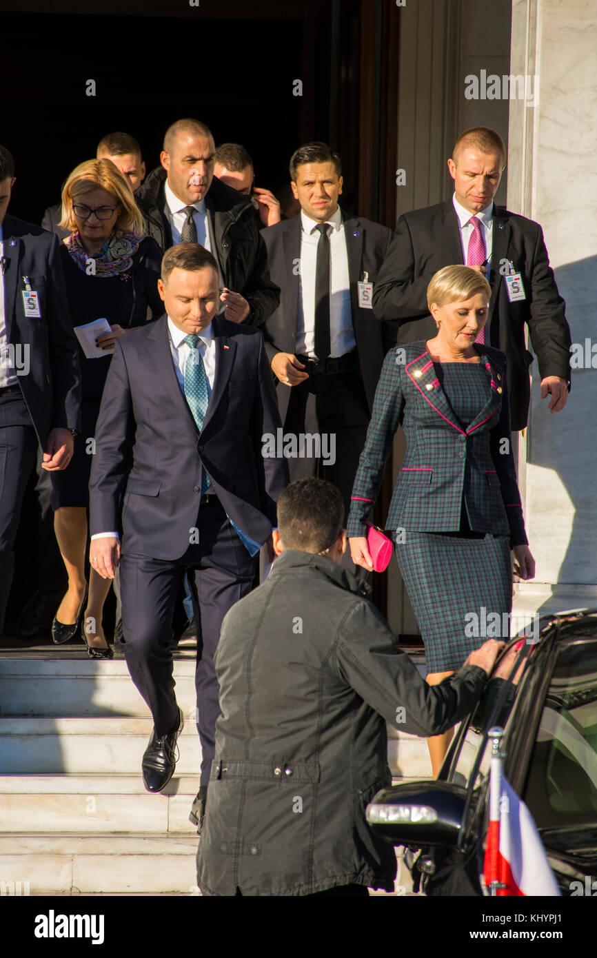 Polish President Andrzej Duda and his wife First Lady Agata Kornhauser ...