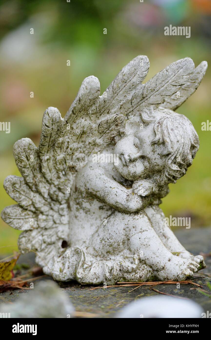 The sculpture of an angel, Germany, city of Göttingen, 15. November ...