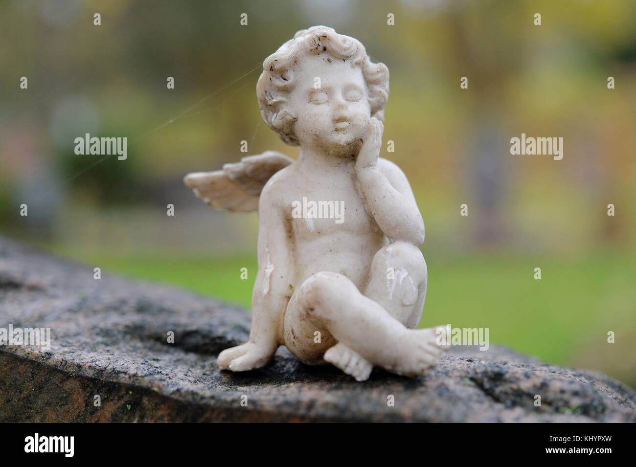 The sculpture of an angel, Germany, city of Göttingen, 15. November ...