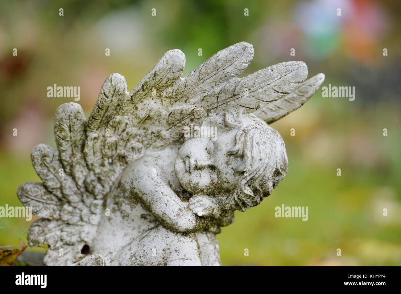 The sculpture of an angel, Germany, city of Göttingen, 15. November ...