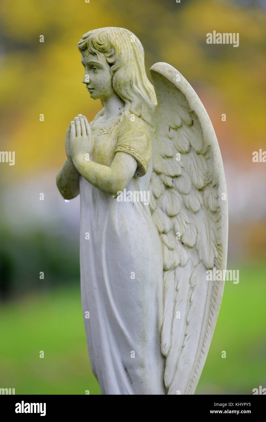 The sculpture of an angel, Germany, city of Göttingen, 15. November ...