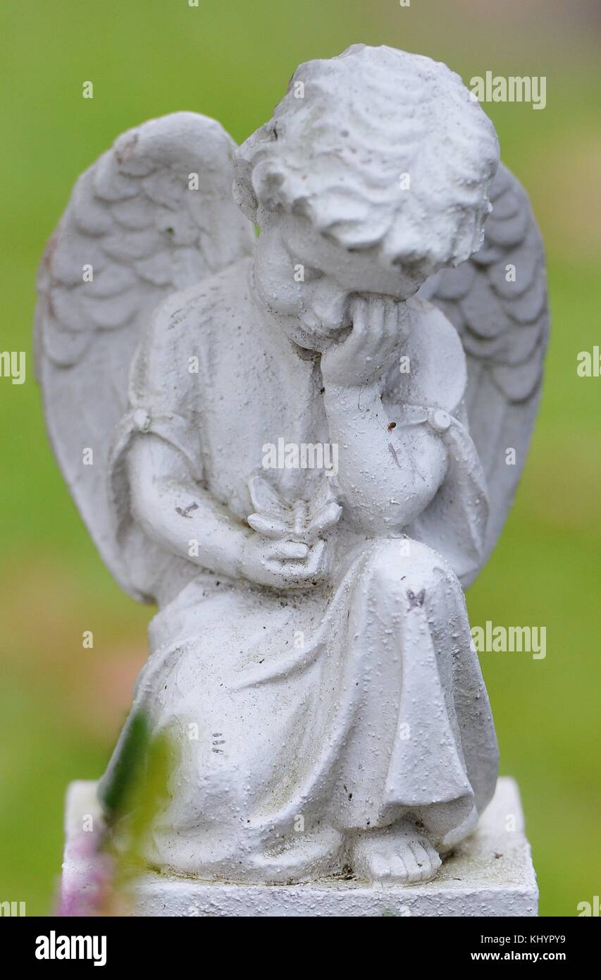 The sculpture of an angel, Germany, city of Göttingen, 15. November ...