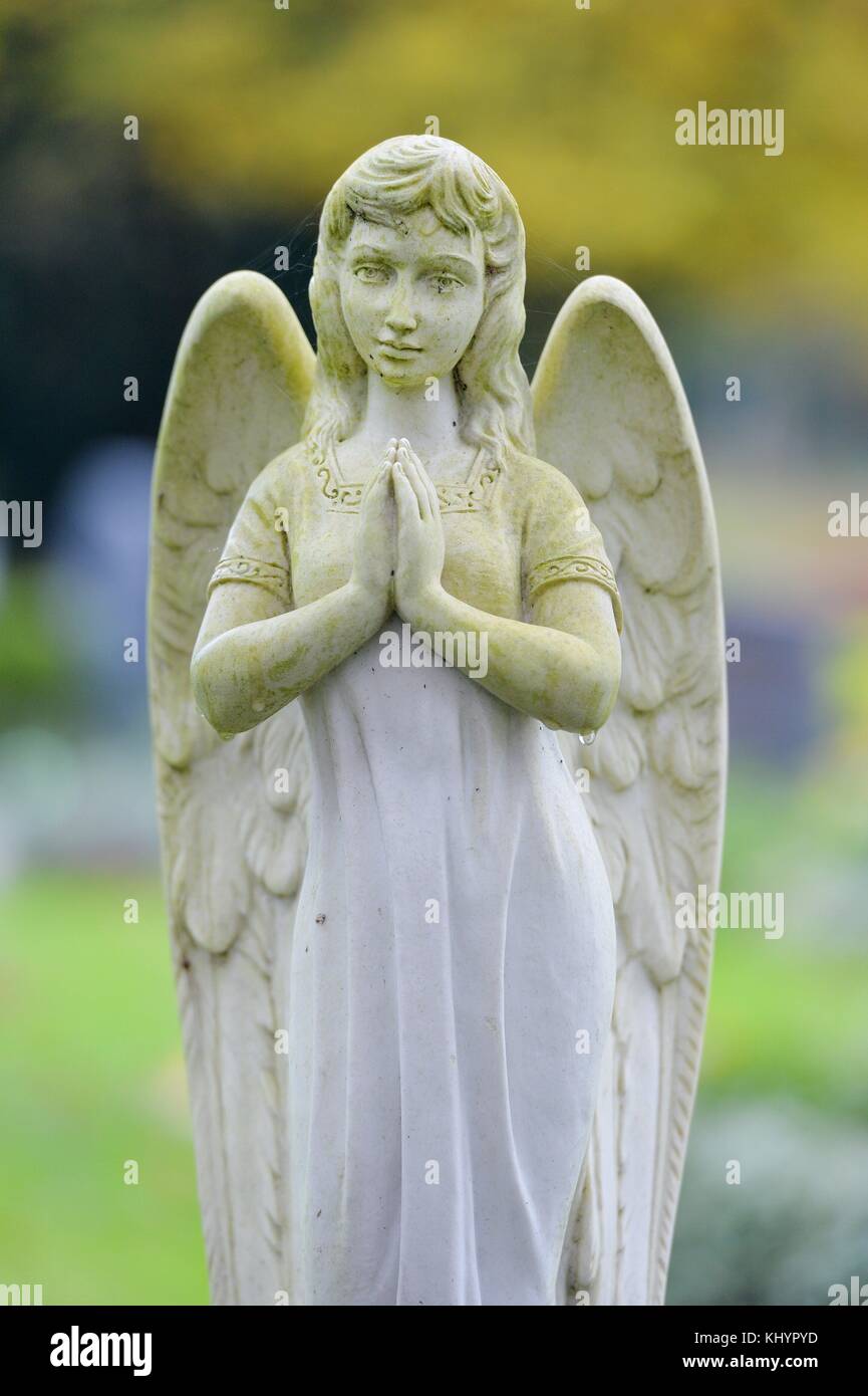 The sculpture of an angel, Germany, city of Göttingen, 15. November ...