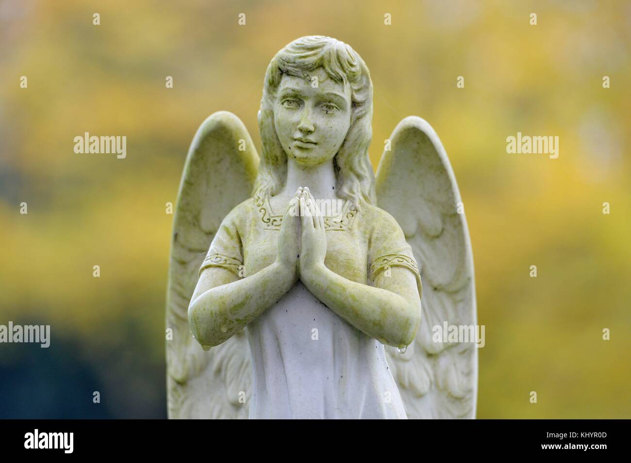 The sculpture of an angel, Germany, city of Göttingen, 15. November ...