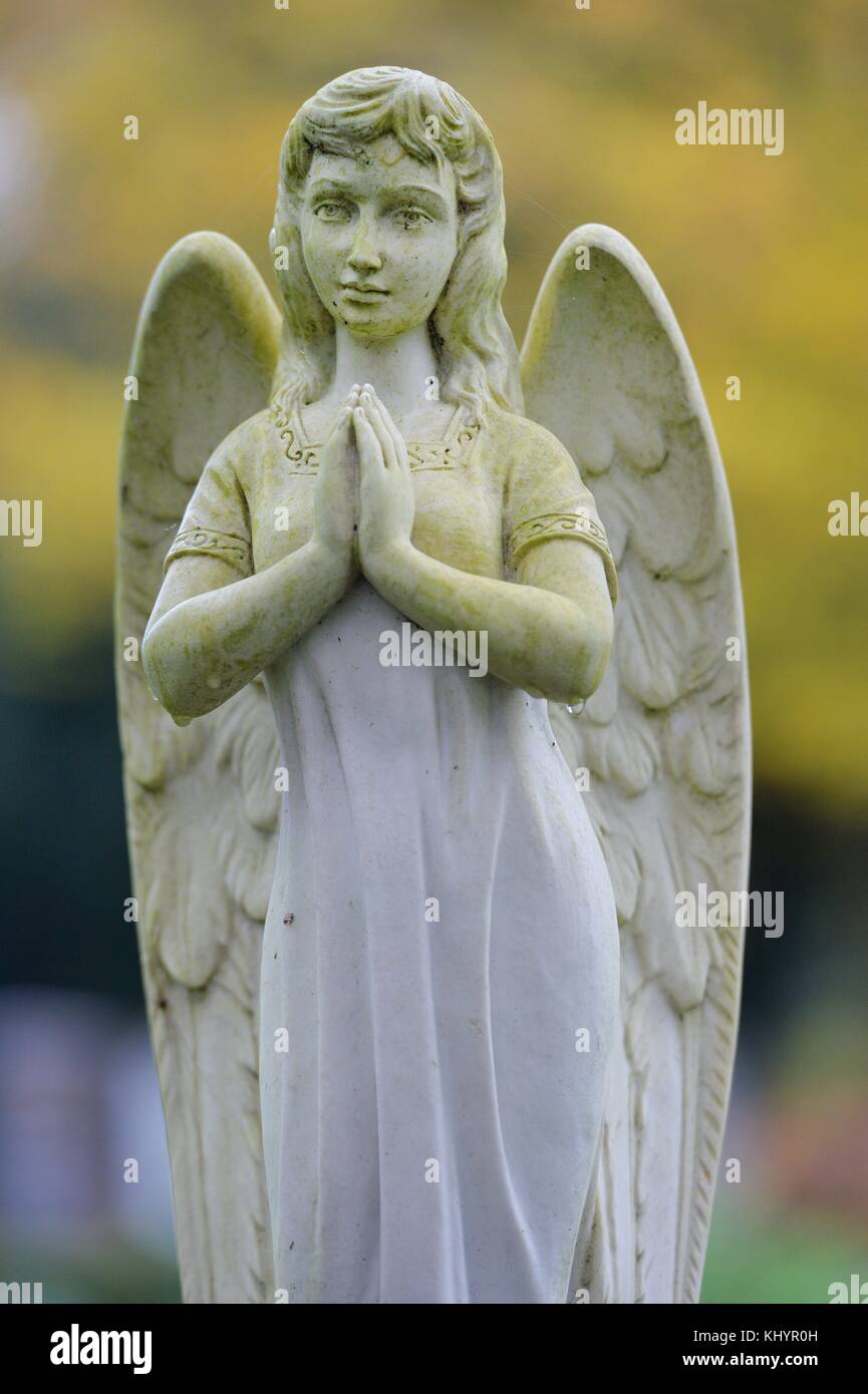 The sculpture of an angel, Germany, city of Göttingen, 15. November ...