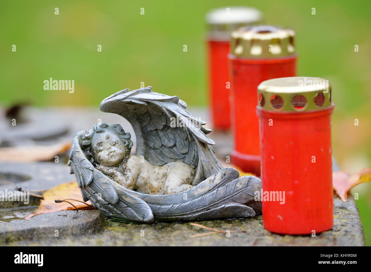 The sculpture of an angel, Germany, city of Göttingen, 15. November ...