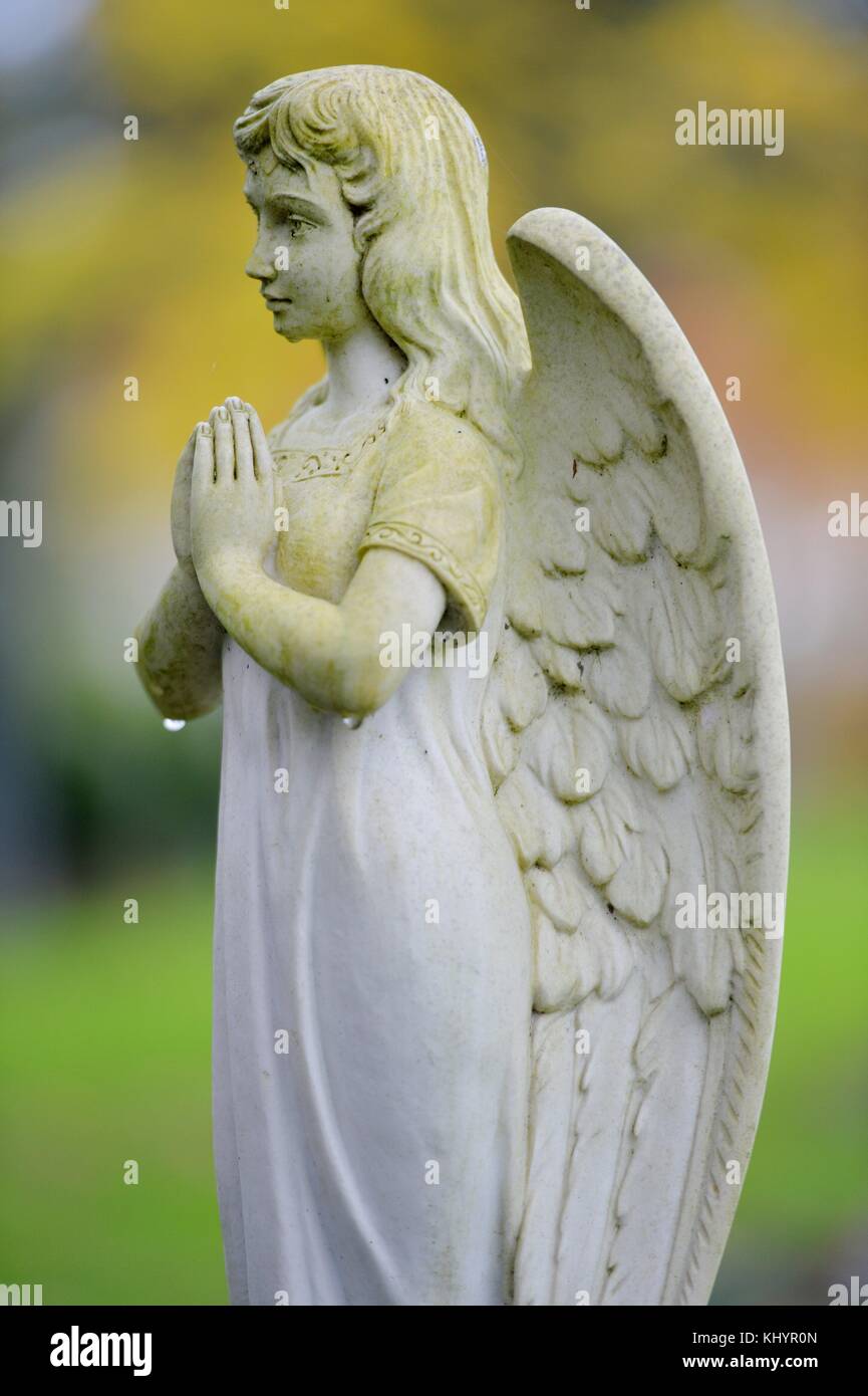 The sculpture of an angel, Germany, city of Göttingen, 15. November ...