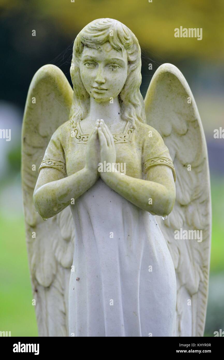 The sculpture of an angel, Germany, city of Göttingen, 15. November ...