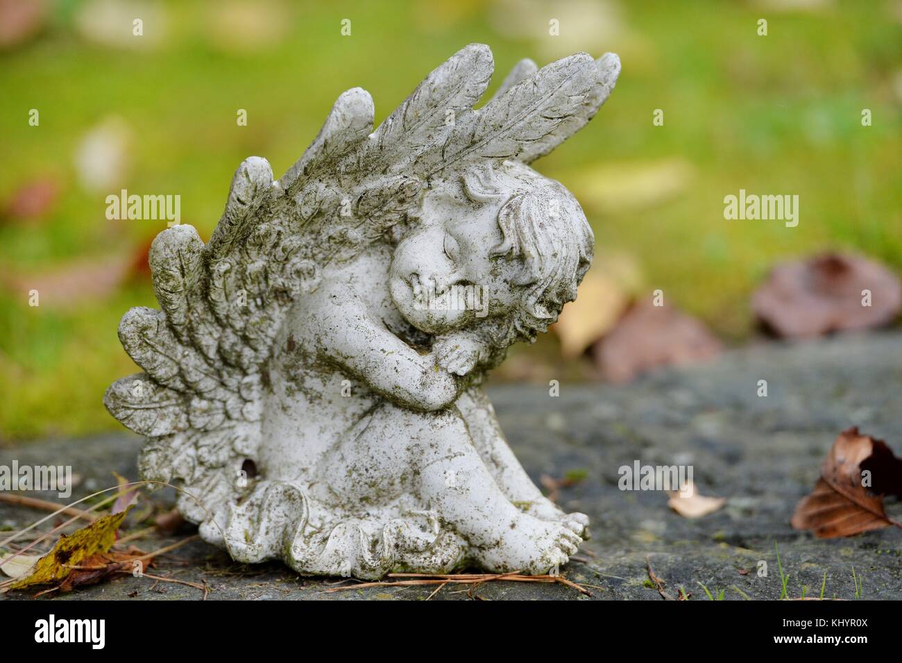 The sculpture of an angel, Germany, city of Göttingen, 15. November ...