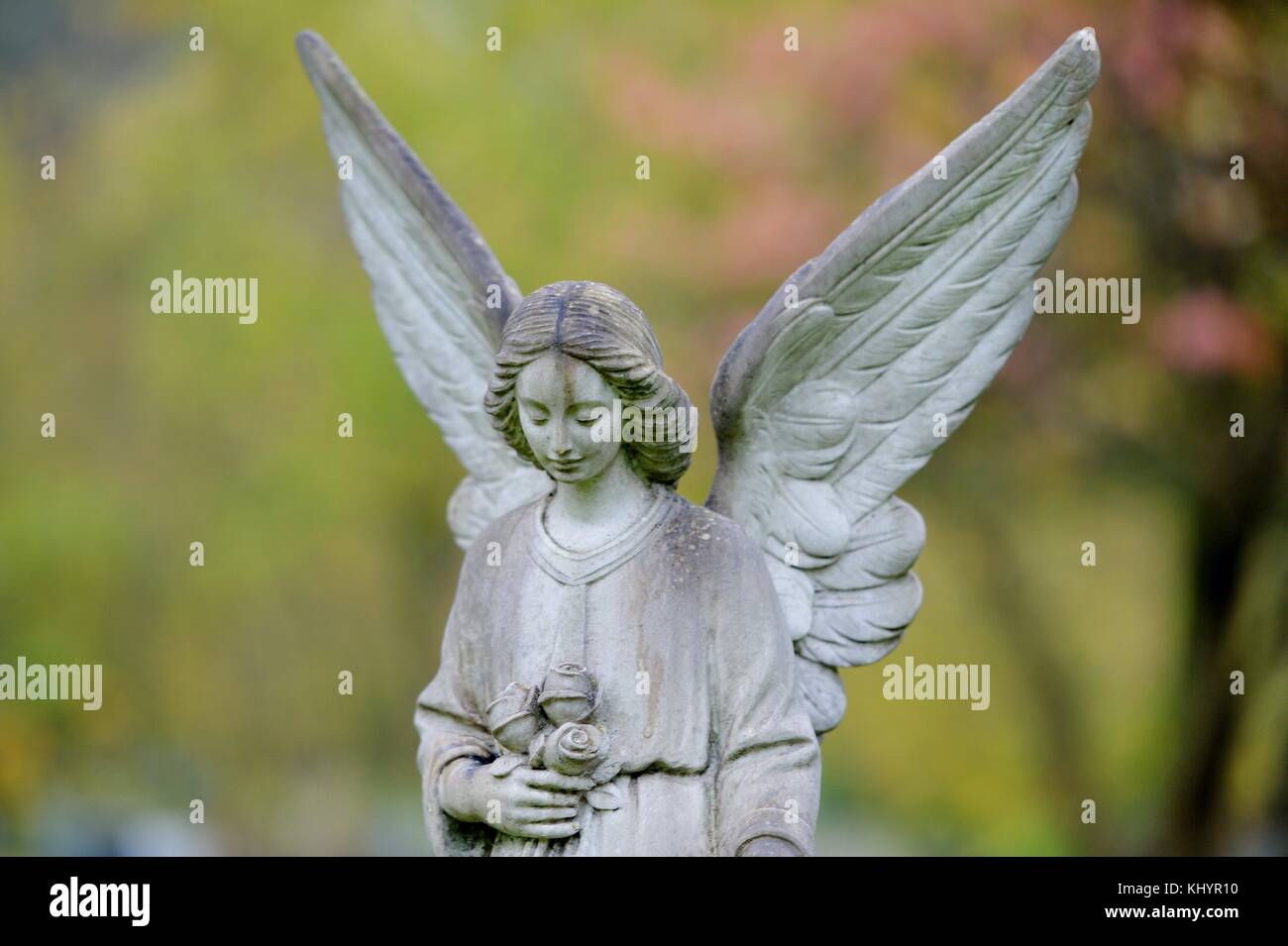 The sculpture of an angel, Germany, city of Göttingen, 15. November ...
