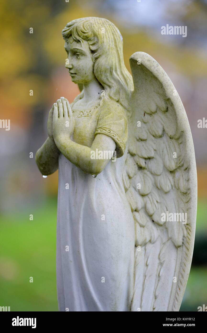 The sculpture of an angel, Germany, city of Göttingen, 15. November ...
