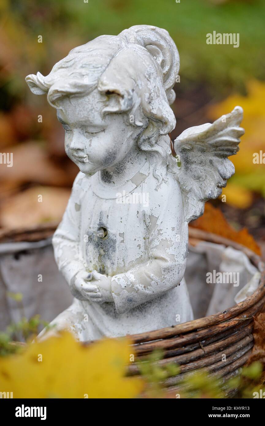 The sculpture of an angel, Germany, city of Göttingen, 15. November ...