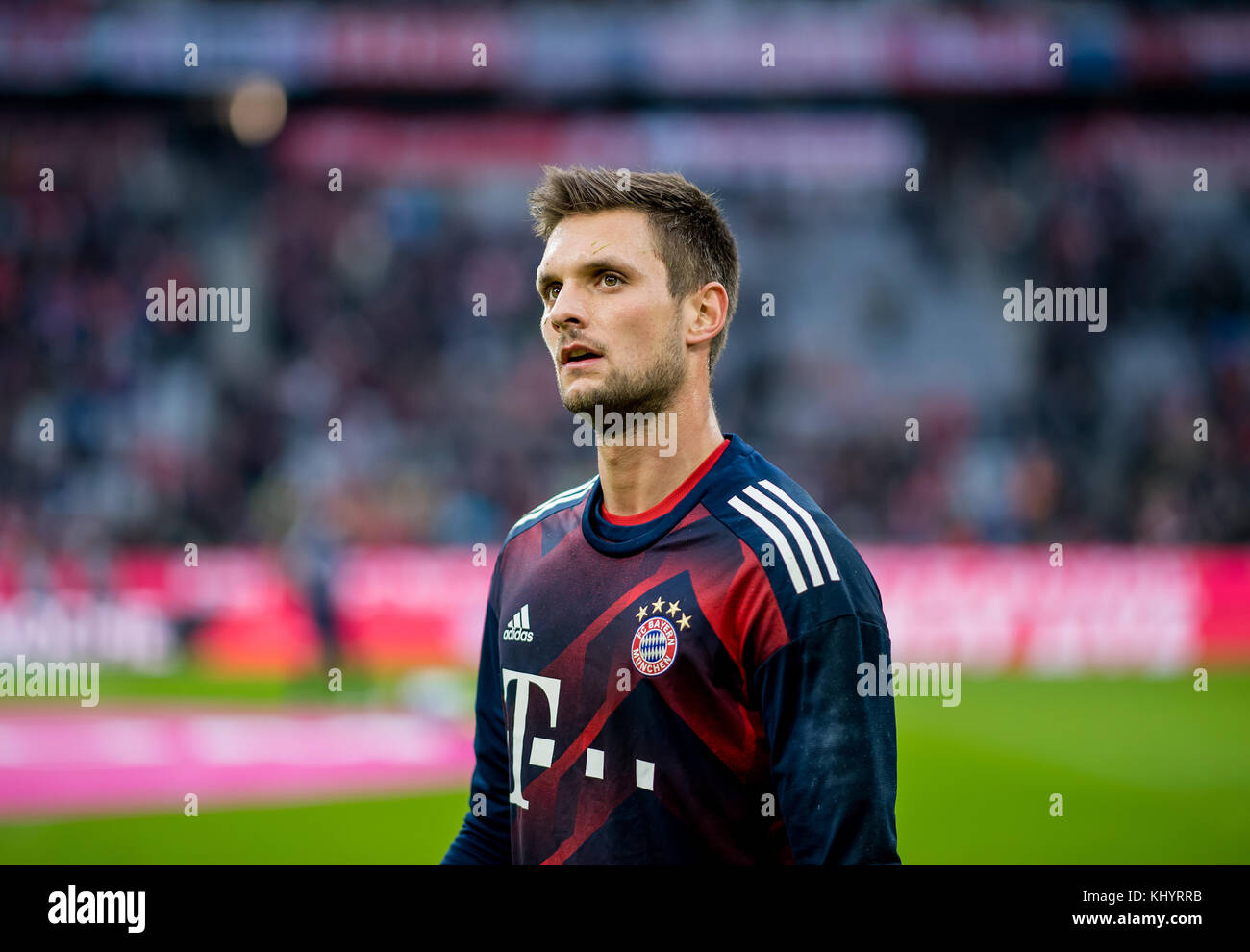 Munich's goalkeeper Sven Ulreich stands on the pitch during the ...