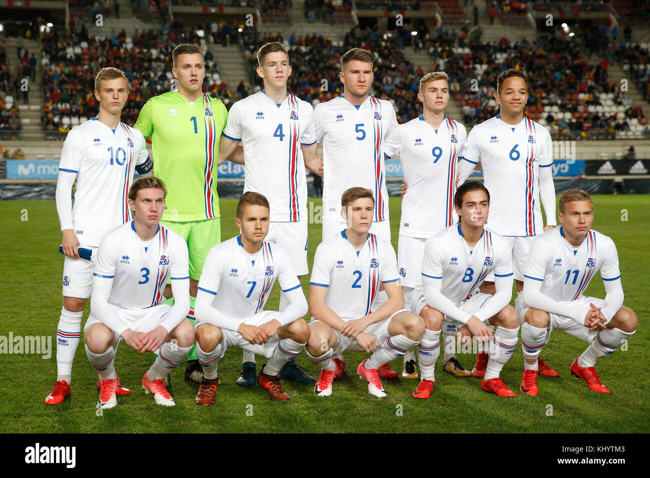 Murcia, Spain. 9th Nov, 2017. Under-21 Iceland team group line-up (ISL ...